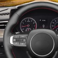 China Pruple Artificial Leather Hand Sewing Steering Wheel Cover for Kia Sportage K5 GT Line 2021 2022 2023 for sale