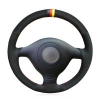 China Custom Hand Sewing Black Suede Steering Wheel Cover for Volkswagen Golf 4 Passat B5 Polo Seat Leon 1996-2003 for sale