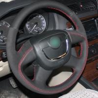 China Skoda Octavia Superb Fabia Yeti 2009-2013 Red Stitching Suede Leather Steering Wheel Cover for sale