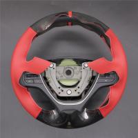 China Customized Carbon Red Leather Steering Wheel Cover for Hyundai i10 i20 2013-2020 for sale