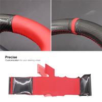 China Customized Carbon Red Leather Steering Wheel Cover for Hyundai i10 i20 2013-2020 for sale