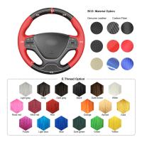 China Customized Carbon Red Leather Steering Wheel Cover for Hyundai i10 i20 2013-2020 for sale