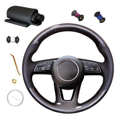 China Hand Stitched Suede Browness Steering Wheel Cover for Audi A3 A4 A5 S5 2017 2018 2019 for sale