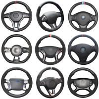 China Hand Stitched Suede Browness Steering Wheel Cover for Audi A3 A4 A5 S5 2017 2018 2019 for sale