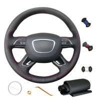 China Personalized Steering Wheel Cover for Audi A6 A7 A8 Allroad Q5 Q7 2011-2018 in Maroon for sale