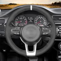 China Red Thread Custom Steering Wheel Cover for Kia Rio K2 Rio5 Picanto Morning 2017 2018 2019 for sale