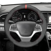 China Custom Hand Sewing Suede Steering Wheel Cover for Hyundai Accent Elantra 2018 2019 2020 for sale