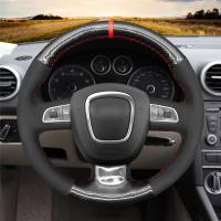 China Hand Sewing Carbon Suede Steering Wheel Cover for Audi A3 A4 A5 A8 Q7 RS4 S4 S5 S6 S8 for sale