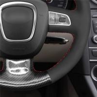 China Hand Sewing Carbon Suede Steering Wheel Cover for Audi A3 A4 A5 A8 Q7 RS4 S4 S5 S6 S8 for sale