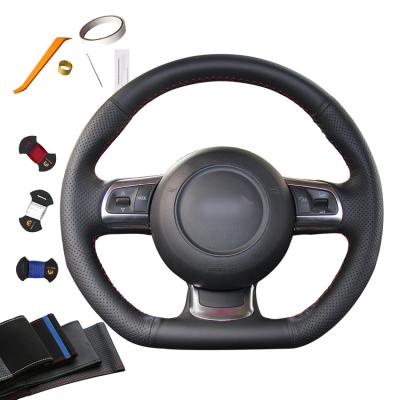 China Maroon Nappa Leather Steering Wheel Cover for Audi A3 8P S3 R8 TT TTS TT RS 2008-2015 for sale