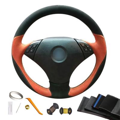 China Custom Black Leather DIY Steering Wheel Cover for BMW 530 523 523li 525 520li 535 545i E60 for sale