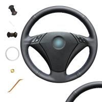 China Custom Black Leather DIY Steering Wheel Cover for BMW 530 523 523li 525 520li 535 545i E60 for sale