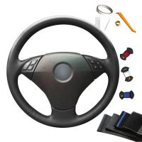 China Custom Black Leather DIY Steering Wheel Cover for BMW 530 523 523li 525 520li 535 545i E60 for sale