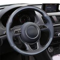 China 2012-2015 Audi Q3 Q5 Q7 Leather Wrap Stitching Carbon Fiber Steering Wheel Protection for sale