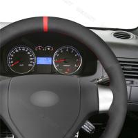 China Customize Black Suede Steering Wheel Cover for Hyundai Tiburon/Coupe/S-Coupe 2007-2010 for sale