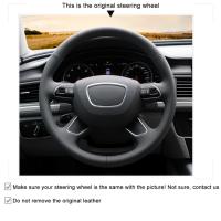 China Black Artificial Leather Steering Wheel Cover for Audi A8 A8 L Allroad Q5 Q7 2011-2018 for sale