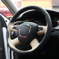 China Customized Beige Leather Black Steering Wheel Cover for Audi A6 A8 A8L Q7 S8 2005-2011 for sale