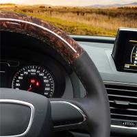 China 2013-2016 Year Wood Grain Leather Steering Wheel Cover for Audi Q7 Q3 Q5 A4 B8 A6 C7 for sale
