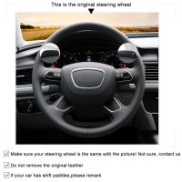 China 2013-2016 Year Wood Grain Leather Steering Wheel Cover for Audi Q7 Q3 Q5 A4 B8 A6 C7 for sale