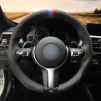 China Genuine Leather Black Suede Steering Wheel Cover for BMW F12 F13 M6 F33 F30 M Sport 2013-2017 for sale