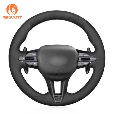 China White Thread Sports Style Steering Wheel Cover for Hyundai i30 N Veloster N 2017-2021 for sale
