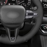 China White Thread Sports Style Steering Wheel Cover for Hyundai i30 N Veloster N 2017-2021 for sale
