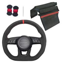China DIY Wrapped Black Suede Steering Wheel Cover for Audi A3 S3 A5 S4 S5 RS3 RS5 2016-2019 20*15*7cm for sale