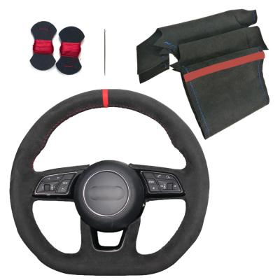 China DIY Wrapped Black Suede Steering Wheel Cover for Audi A3 S3 A5 S4 S5 RS3 RS5 2016-2019 20*15*7cm for sale