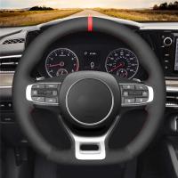 China Kia Sportage K5 GT/GT-Line 2020-2023 Grey Genuine Leather Custom Steering Wheel Cover for sale