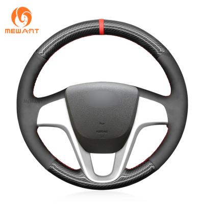 China Hand Sewn Carbon Soft Suede Steering Wheel Cover for Hyundai Solaris Verna i20 2009-2015 for sale