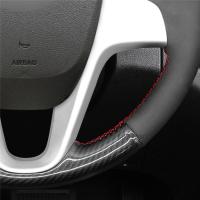 China Hand Sewn Carbon Soft Suede Steering Wheel Cover for Hyundai Solaris Verna i20 2009-2015 for sale