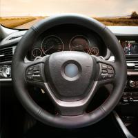 China 2014-2016 Year Customized Black Hand Sewing DIY Steering Wheel Cover for BMW X4 F26 for sale