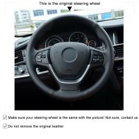 China 2014-2016 Year Customized Black Hand Sewing DIY Steering Wheel Cover for BMW X4 F26 for sale