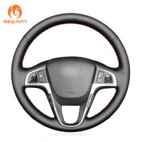 China Genuine Leather Hand Stitched Steering Wheel Cover for Hyundai Solaris Verna i20 2009-2015 for sale