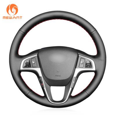 China Genuine Leather Hand Stitched Steering Wheel Cover for Hyundai Solaris Verna i20 2009-2015 for sale