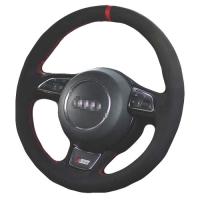 China Soft Suede Steering Wheel Cover for Audi A5 Hand Stitched and Customized 2013-2018 for sale