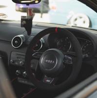China Soft Suede Steering Wheel Cover for Audi A5 Hand Stitched and Customized 2013-2018 for sale