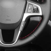 China Genuine Leather Hand Stitched Steering Wheel Cover for Hyundai Solaris Verna i20 2009-2015 for sale