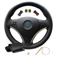 China Black Leather Steering Wheel Cover for BMW E90 320i 325i 330i 335i E87 120i 130i 120d for sale