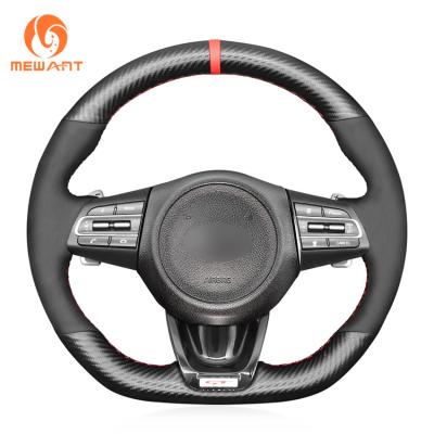 China Kia Stinger 2017 2018 2019 Custom Hand Sewing Matt Carbon Soft Suede Steering Wheel Cover for sale