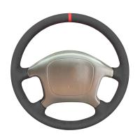 China Customized Black Genuine and Suede Hand Stitched Steering Wheel Cover for NISSAN PatrolGU 2000 for sale
