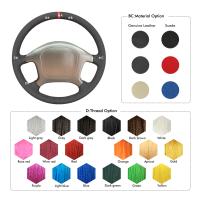 China Customized Black Genuine and Suede Hand Stitched Steering Wheel Cover for NISSAN PatrolGU 2000 for sale