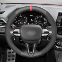 China Car Leather Steering Wheel Cover for Hyundai i30 N Veloster N 2017 2018 2019 2020 2021 for sale