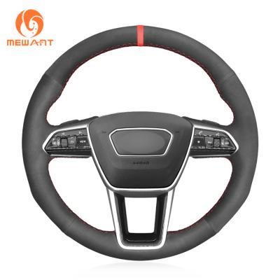 China Custom Black Suede Steering Wheel Cover for Audi A6 Avant C8 Allroad A7 Sportback K8 for sale