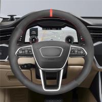 China Custom Black Suede Steering Wheel Cover for Audi A6 Avant C8 Allroad A7 Sportback K8 for sale