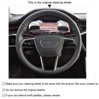 China Custom Black Suede Steering Wheel Cover for Audi A6 Avant C8 Allroad A7 Sportback K8 for sale