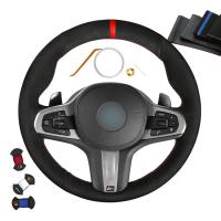China Hand Stitched All Black Suede Car Steering Wheel Cover for BMW G30 Customized Fit for sale