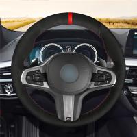 China Hand Stitched All Black Suede Car Steering Wheel Cover for BMW G30 Customized Fit for sale