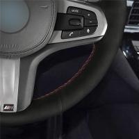 China Hand Stitched All Black Suede Car Steering Wheel Cover for BMW G30 Customized Fit for sale