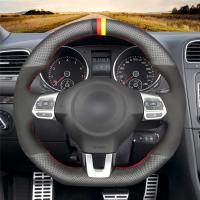 China VW Polo GTI Scirocco R Passat CC R-Line Suede Steering Wheel Cover with Hand Stitching for sale